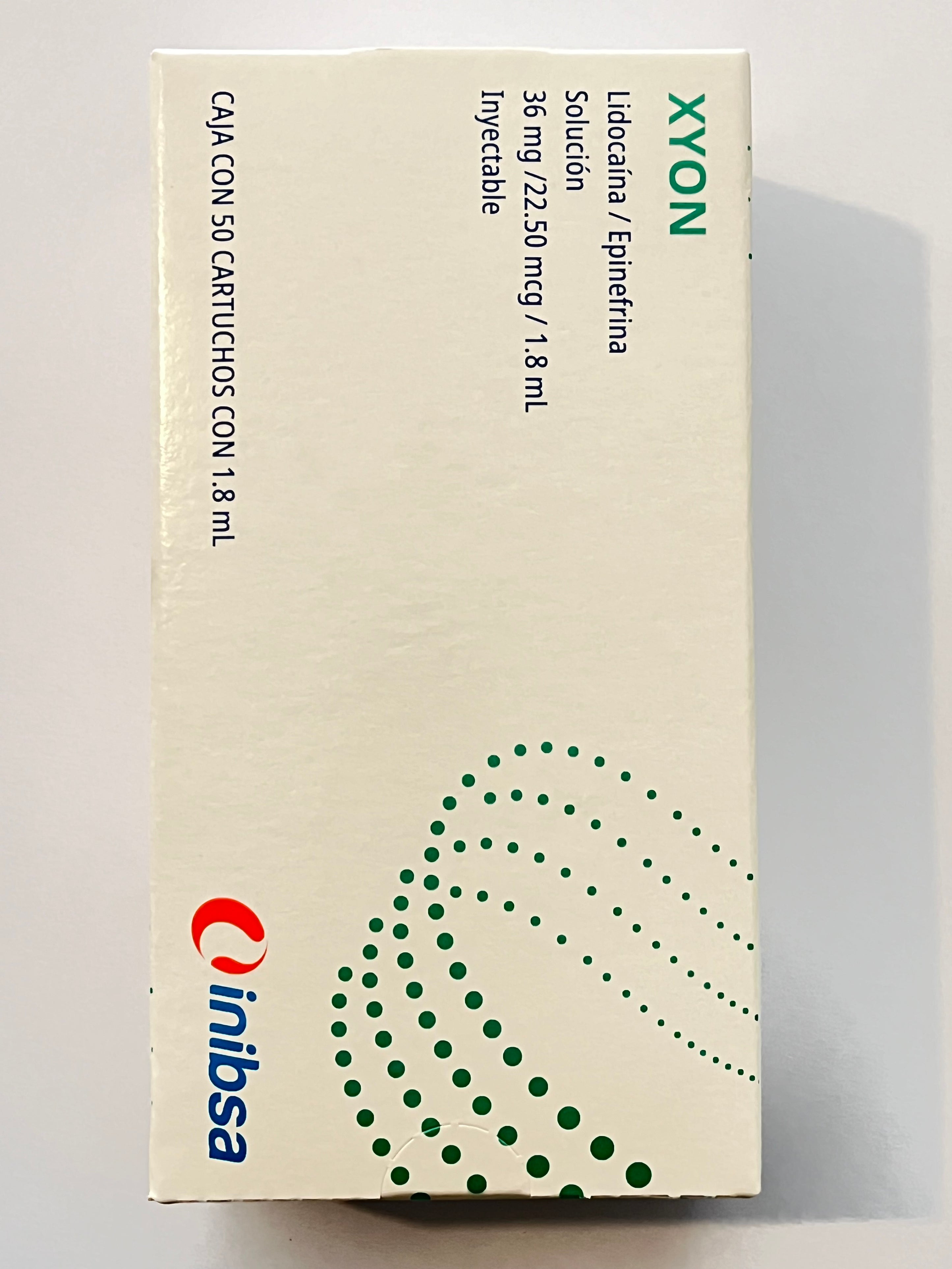 Anestesia Xyon lidocaína con epinefrina caja con 50 cartuchos de crist ...