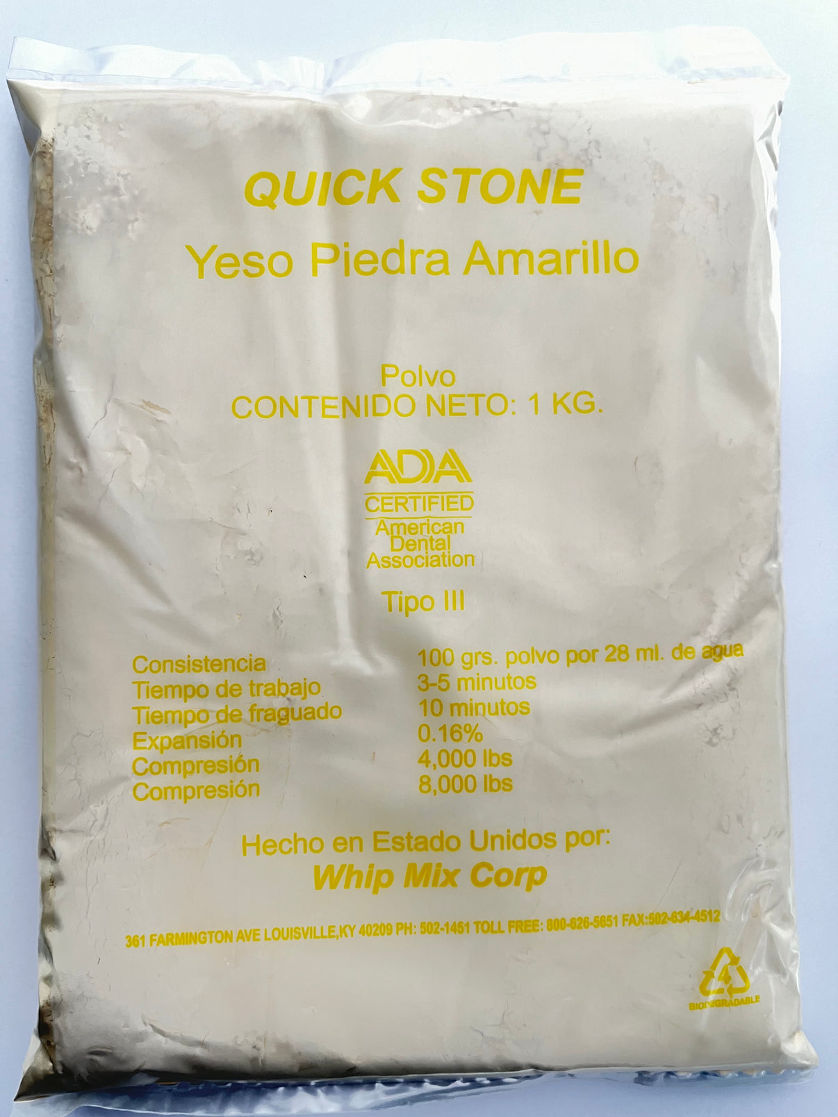 Yeso piedra whip-mix quick stone 1 kg – Deposito Dental Molar